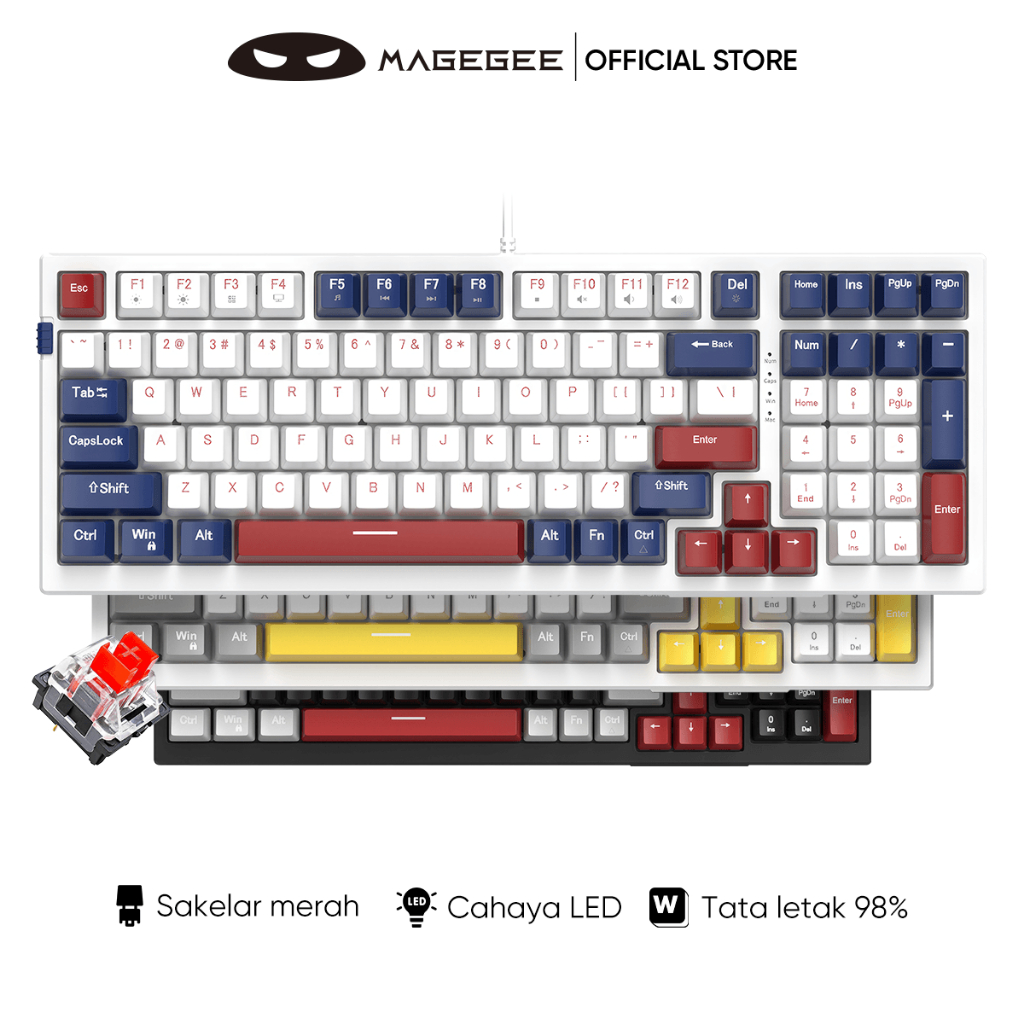Magegee Mechanical Keyboard Wired Gaming LED Light 95% Layout Blue ...
