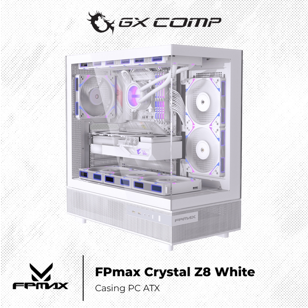 FPMAX Crystal Z8 White Includes 3 Fan ARGB - ATX PC Casing | CPU Case ...