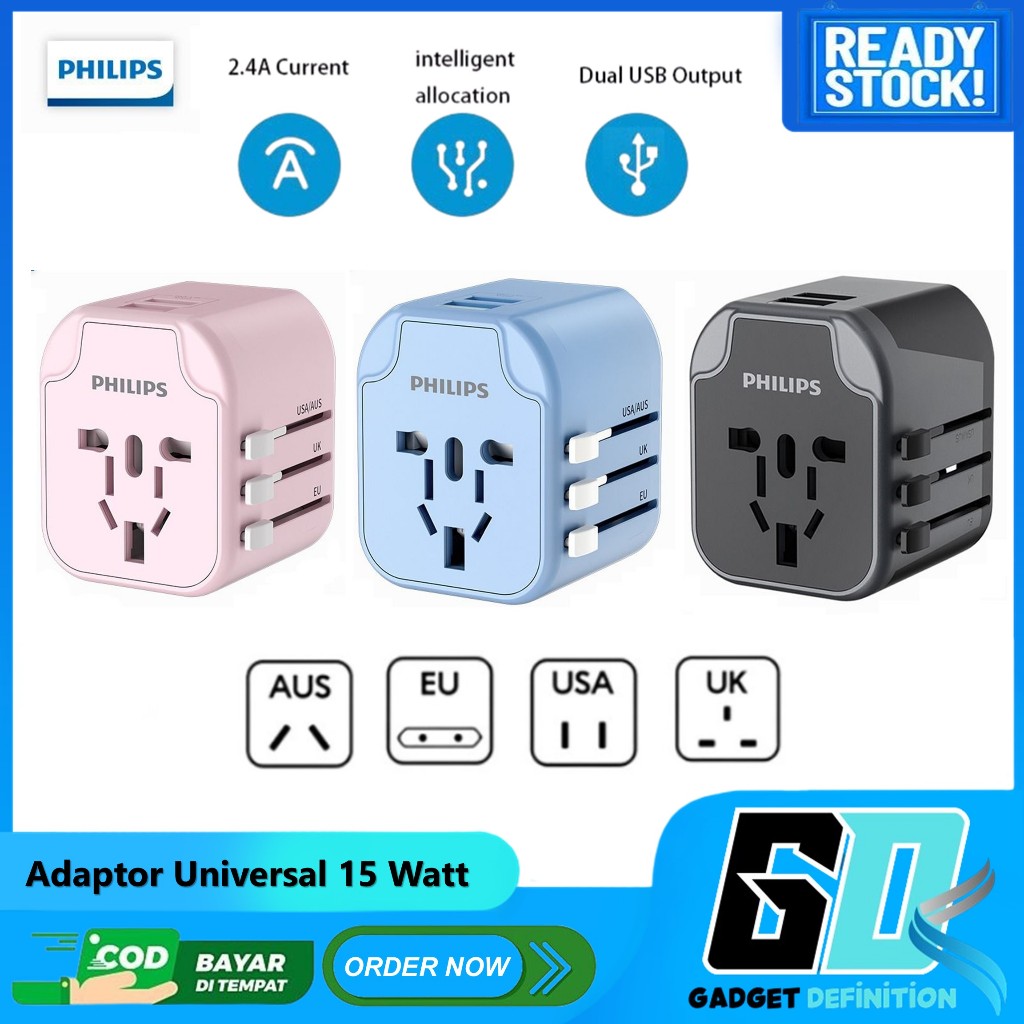 Philips SPS1001A Universal Travel Adapter Plug 15Watt All In One ...
