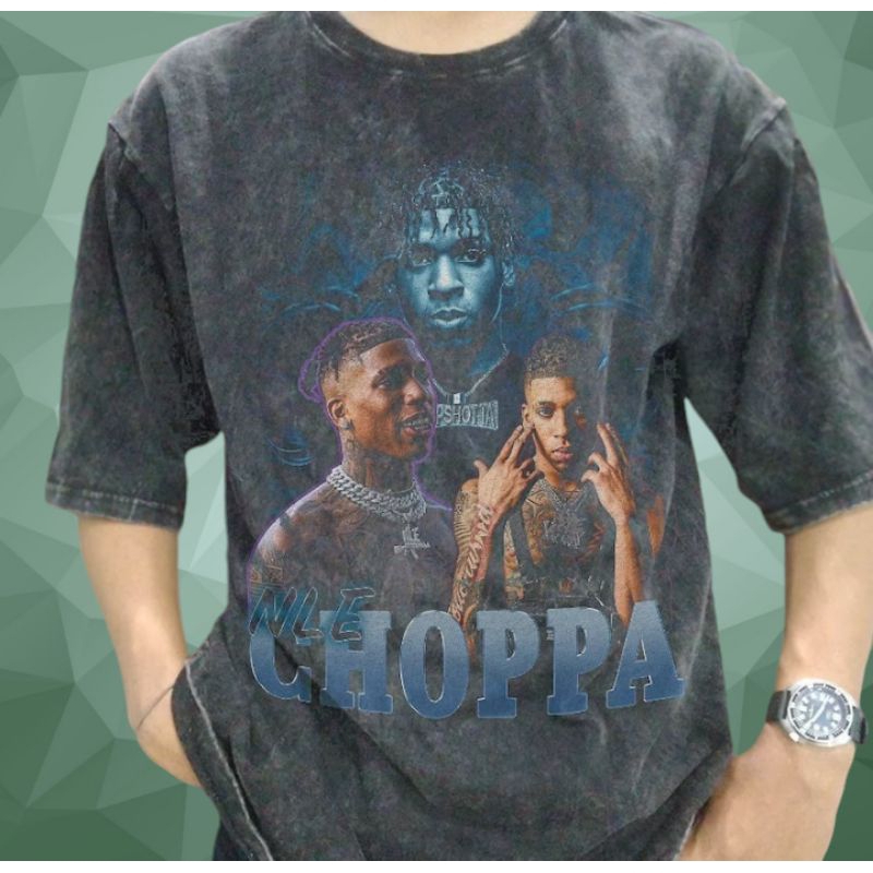 Nle Choppa Rapper Musician Vintage Wash T-shirt/Kaos Rapper NLE Choppa ...
