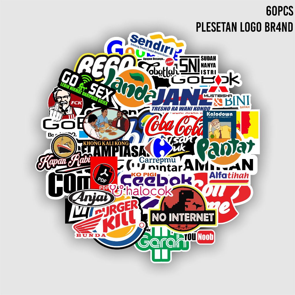60pcs Viral Logo Stickers - Brand Logo Stickers Pack | Shopee Malaysia