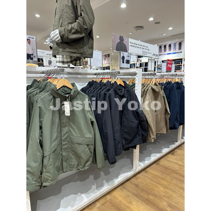 UNIQLO MEN'S Windproof Upright Collar Blouson Jacket (Water-Repellent ...