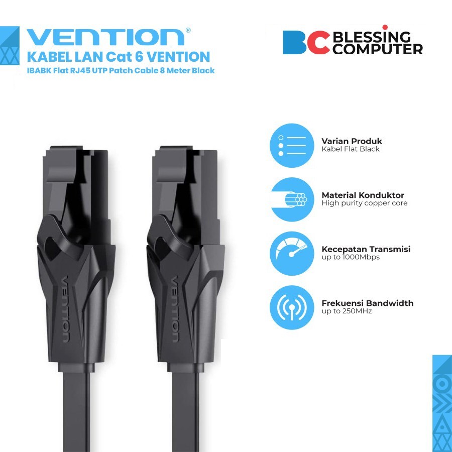 VENTION LAN CABLE Cat 6 VENTTION IBA Flat RJ45 UTP Ethernet Gigabit ...