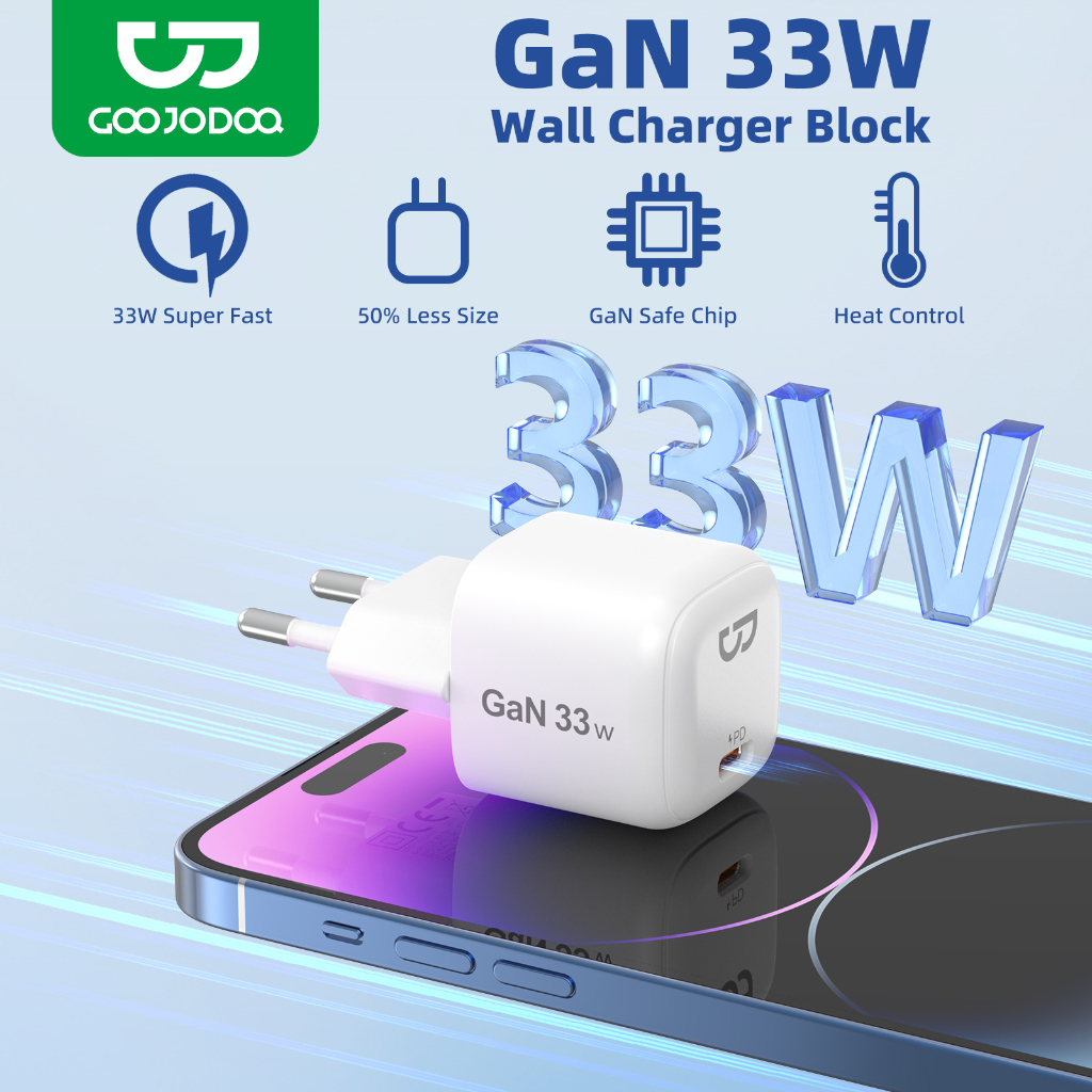 Goojodoq Charger Head Type C Gan Fast Charging 33w - Gan 33w | Shopee ...