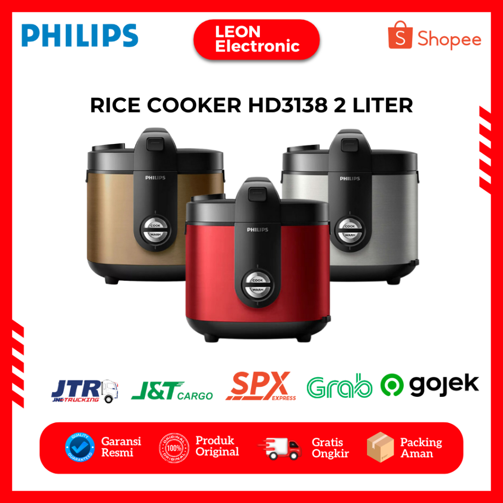 Philips Rice Cooker 2L Magic Com 2 Liter Premium Plus - HD3138 | Shopee ...