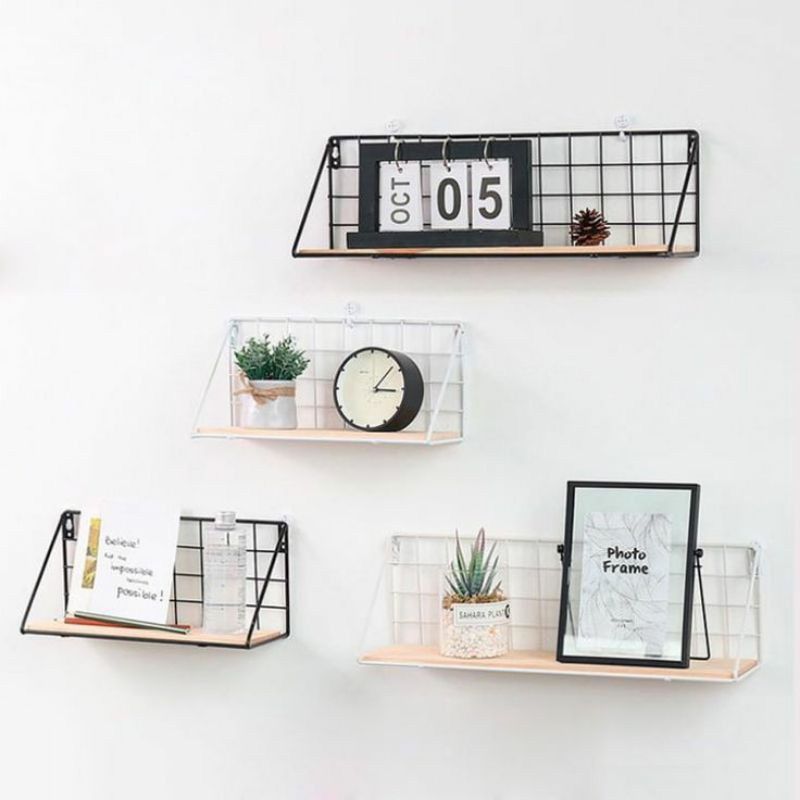 PUTIH HITAM Radit IRON WALL SHELF MULTIPURPOSE ORGANIZER RACK BLACK ...