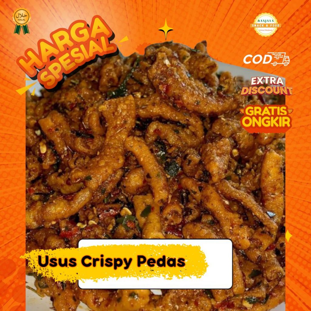 Spicy crispy chicken intestine chips with orange leaves | Shopee Malaysia