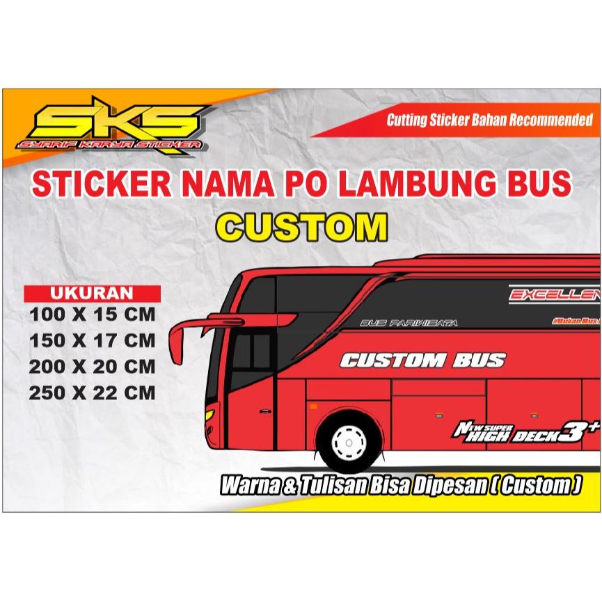 Sticker Name PO Hull BUS, BIG BUS, MEDIUM BUS, MICRO BUS, ELF, custom ...