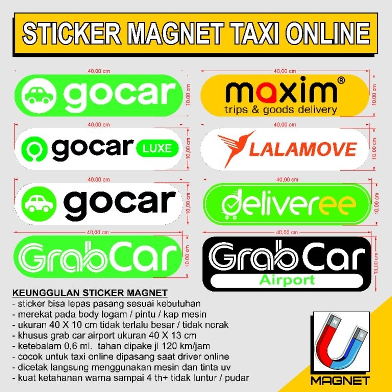Gocar magnet sticker | Grab car magnet sticker | Maxim magnet sticker ...