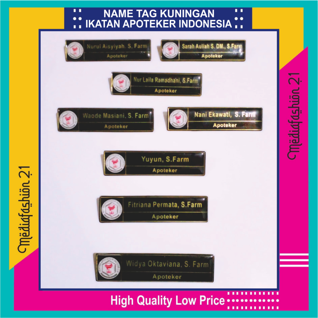 Name Tag/Brass Nameplate Indonesian Pharmacist Association Pin - Magnet ...