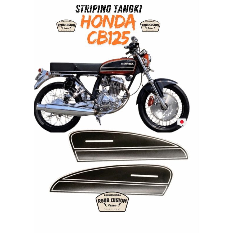 HITAM Honda cb125 tank decal sticker honda cb125 tank striping honda cb ...