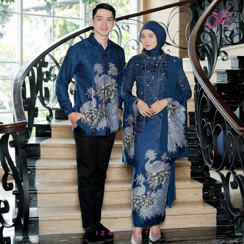 Kebaya Kharisma Navy - Modern Kebaya Couple Batik Clothes Set ...