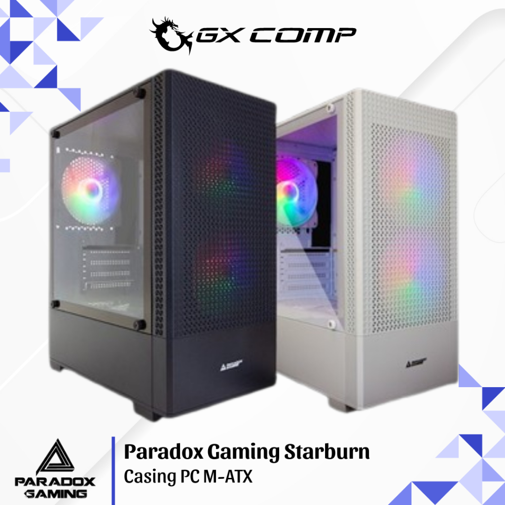 Paradox Gaming Casing STARBURN White / Black - M-ATX PC Casing - CPU PC ...