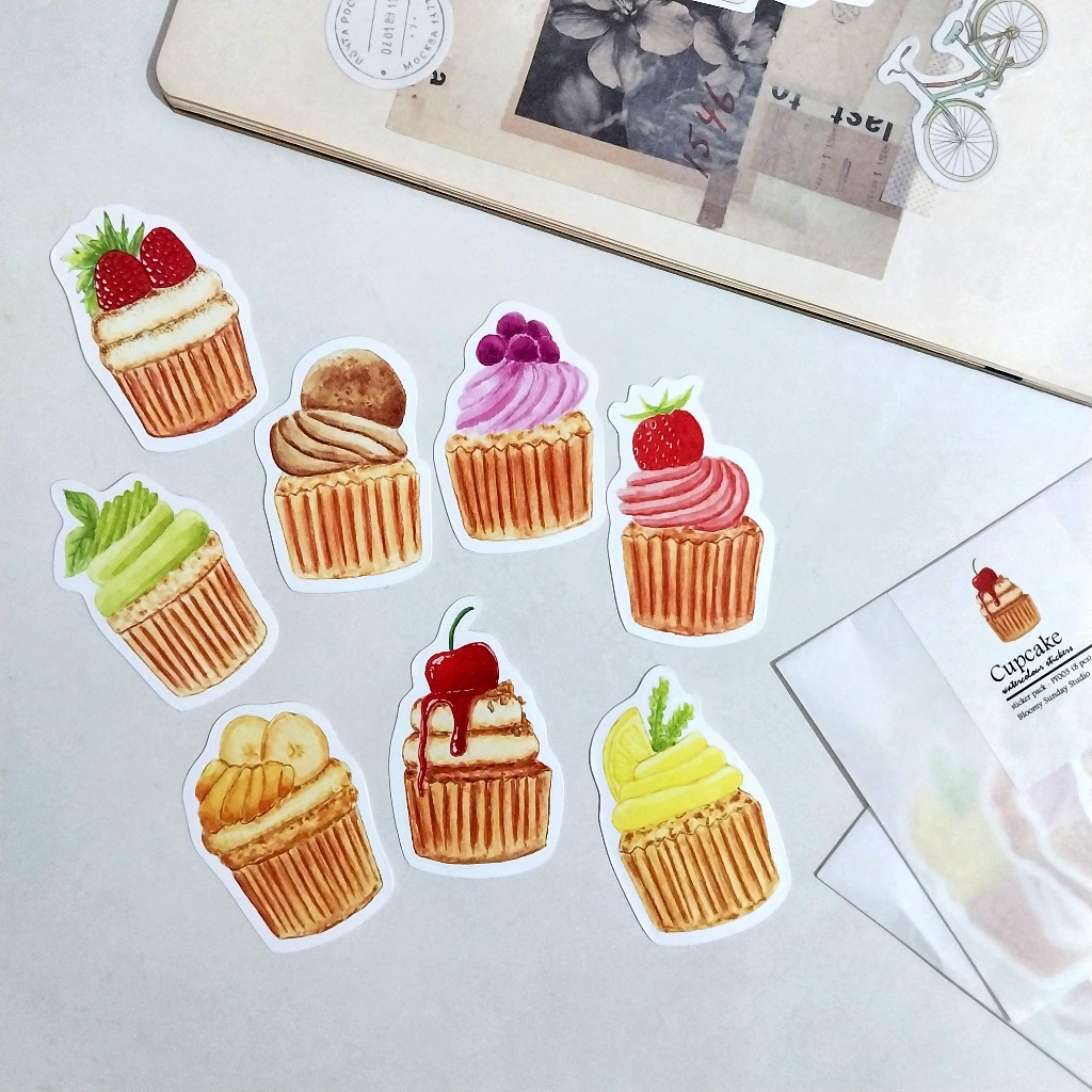 Cupcake / Food Sticker Pack / Illustration Sticker / Die Cut Sticker ...