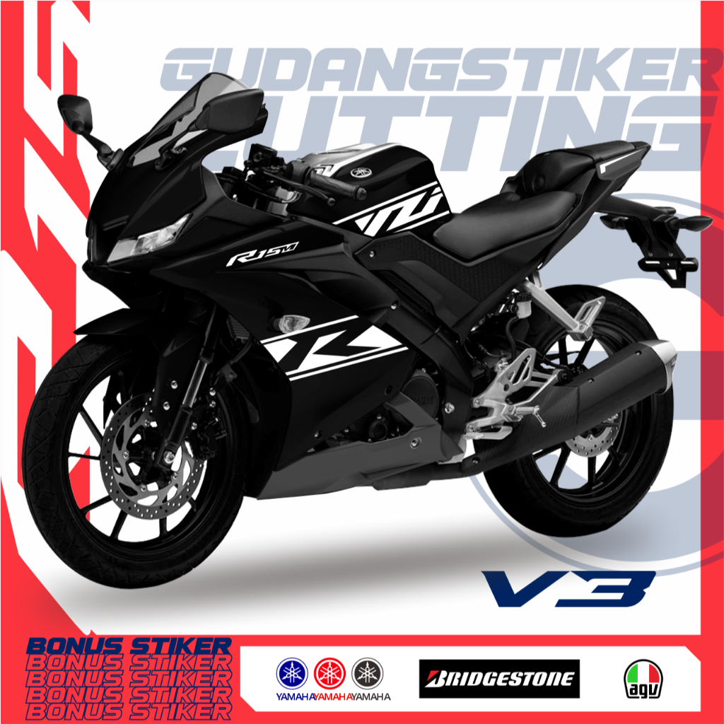 STRIPING CUTTING YAMAHA R15 V3 STICKER CUTTING LIS YZF NEW WRITING R ...