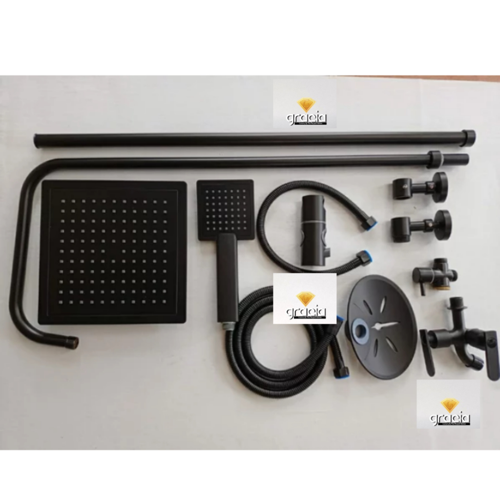 Shower Pole set Column Complete Cold Only black | Shopee Malaysia