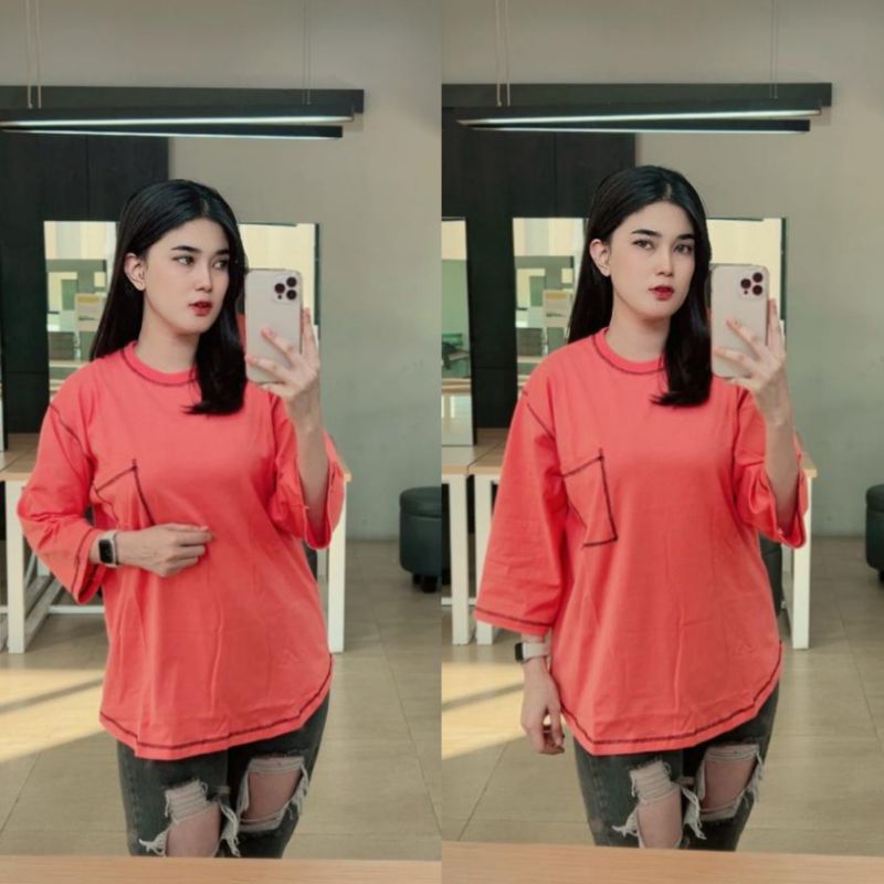 KATUN Namina - TShirt Oversize Polos Outer Sewing Model/Outer Stitching ...