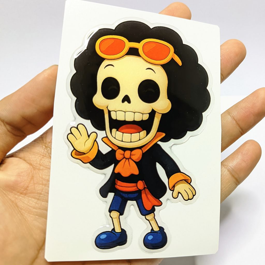 One Piece Brook 3D Resin Embossed Sticker Emblem – Cheerful Chibi Style ...