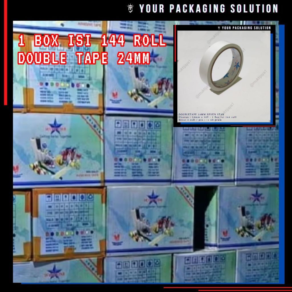1 BOX (144 ROLL) DOUBLETAPE 24MM 1"/ • DUCT TAPE ISOLATION/ DOUBLETAPE ...