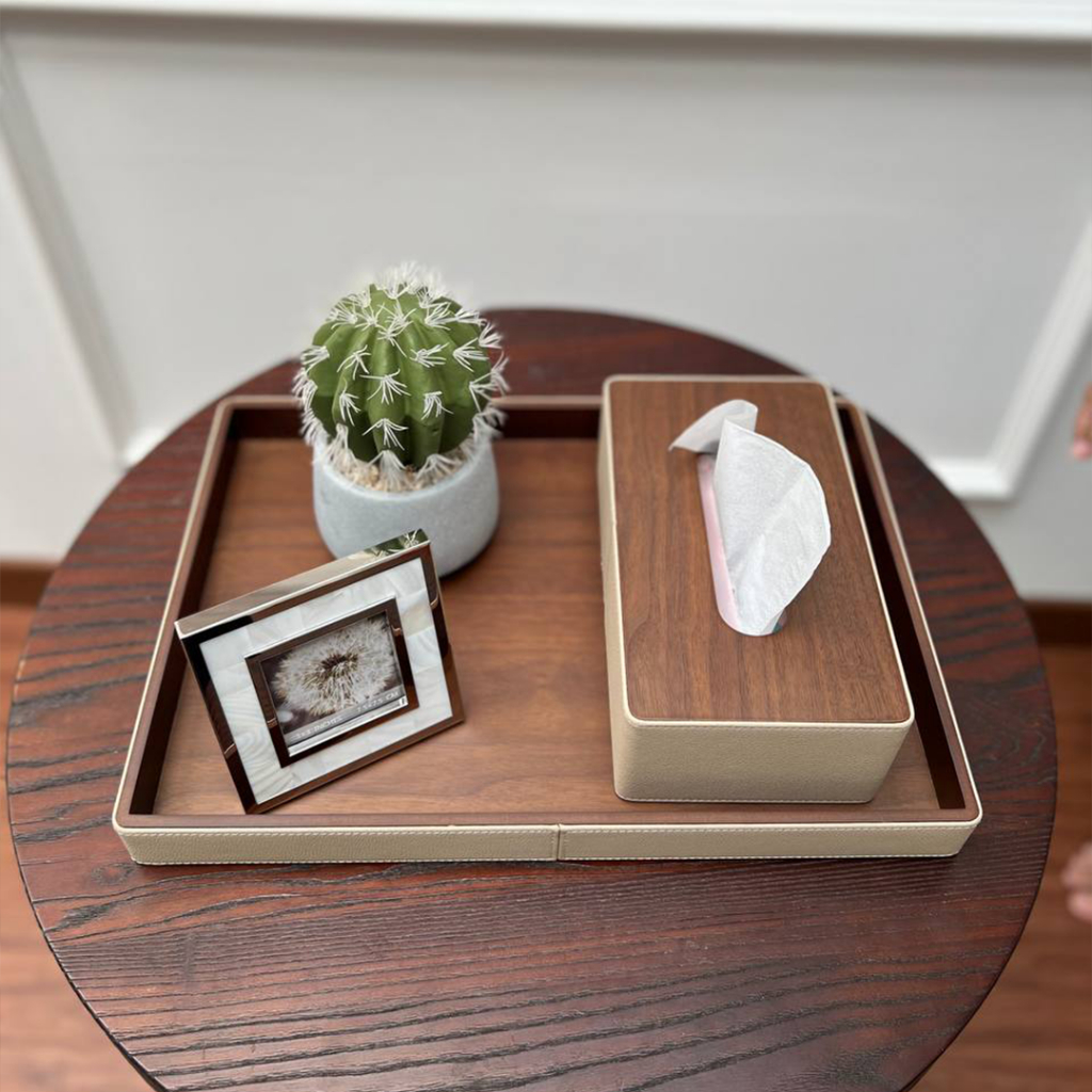 Modern Minimalist Aesthetic Wooden Serving Tray and Tissue Holder ...