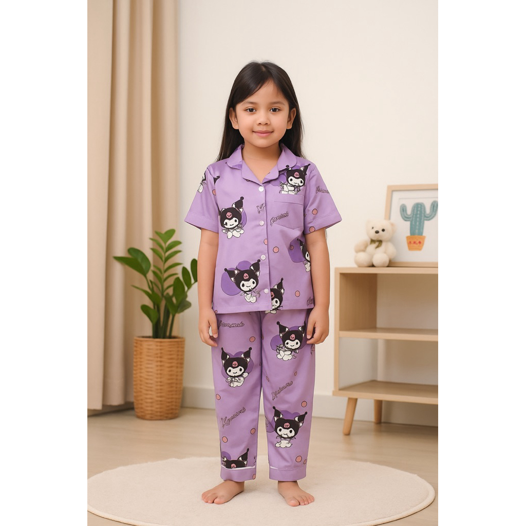 Children's pajamas set for baby girls with kuromi character motifs ...
