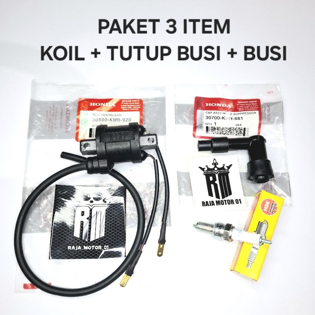 PACKAGE OF 3 COOIL ITEMS + SPARK PLUG CAP + CPR6EA-9 BLADE 110 REVO ...