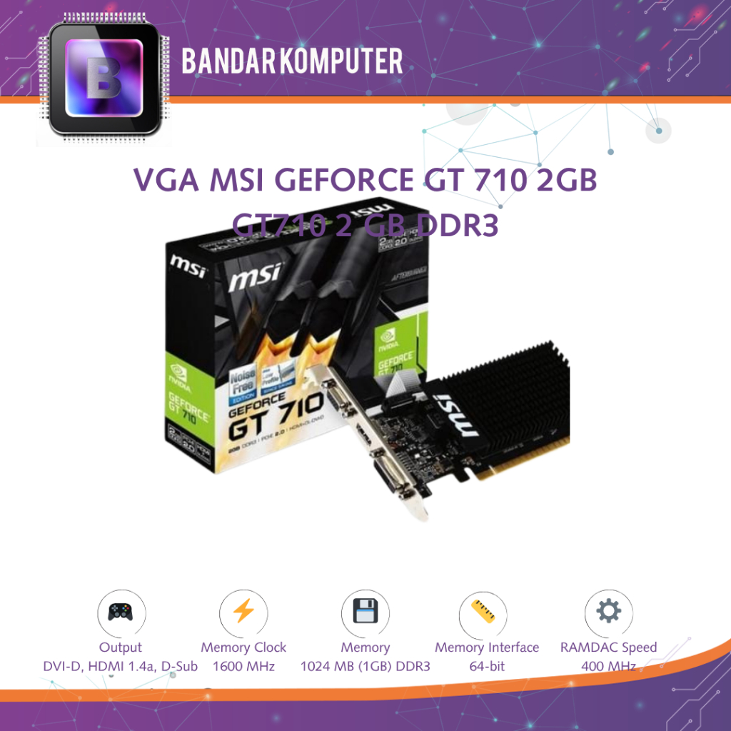 VGA MSI Geforce GT 710 2GB - GT710 2 GB DDR3 | Shopee Malaysia