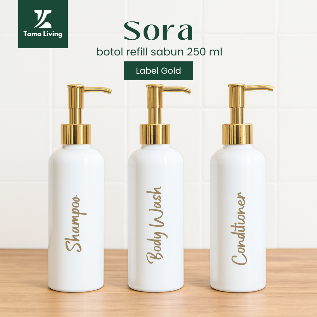 TAMA LIVING Sora White Refill Bottle Soap Shampoo Conditioner 250 ml ...