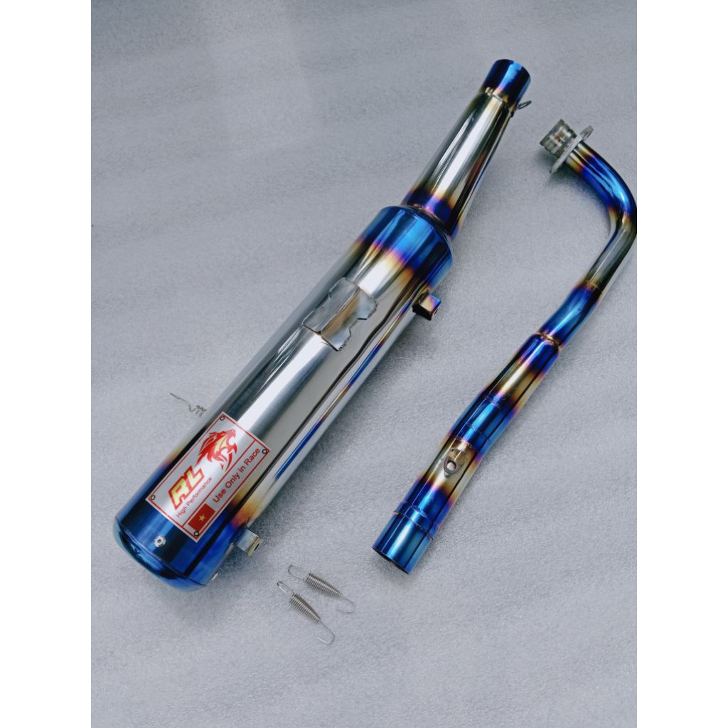 Red Leo Pipe 51mm canister conical open specs exhaust pipe for Wave 125 ...