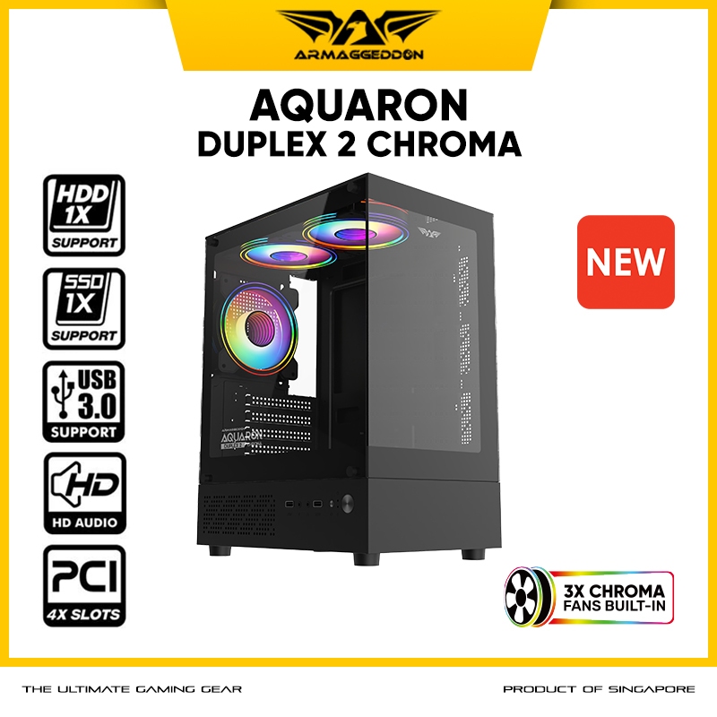 Armaggeddon Aquaron Duplex 2 Chroma M-ATX Gaming PC Case with 3x RGB ...