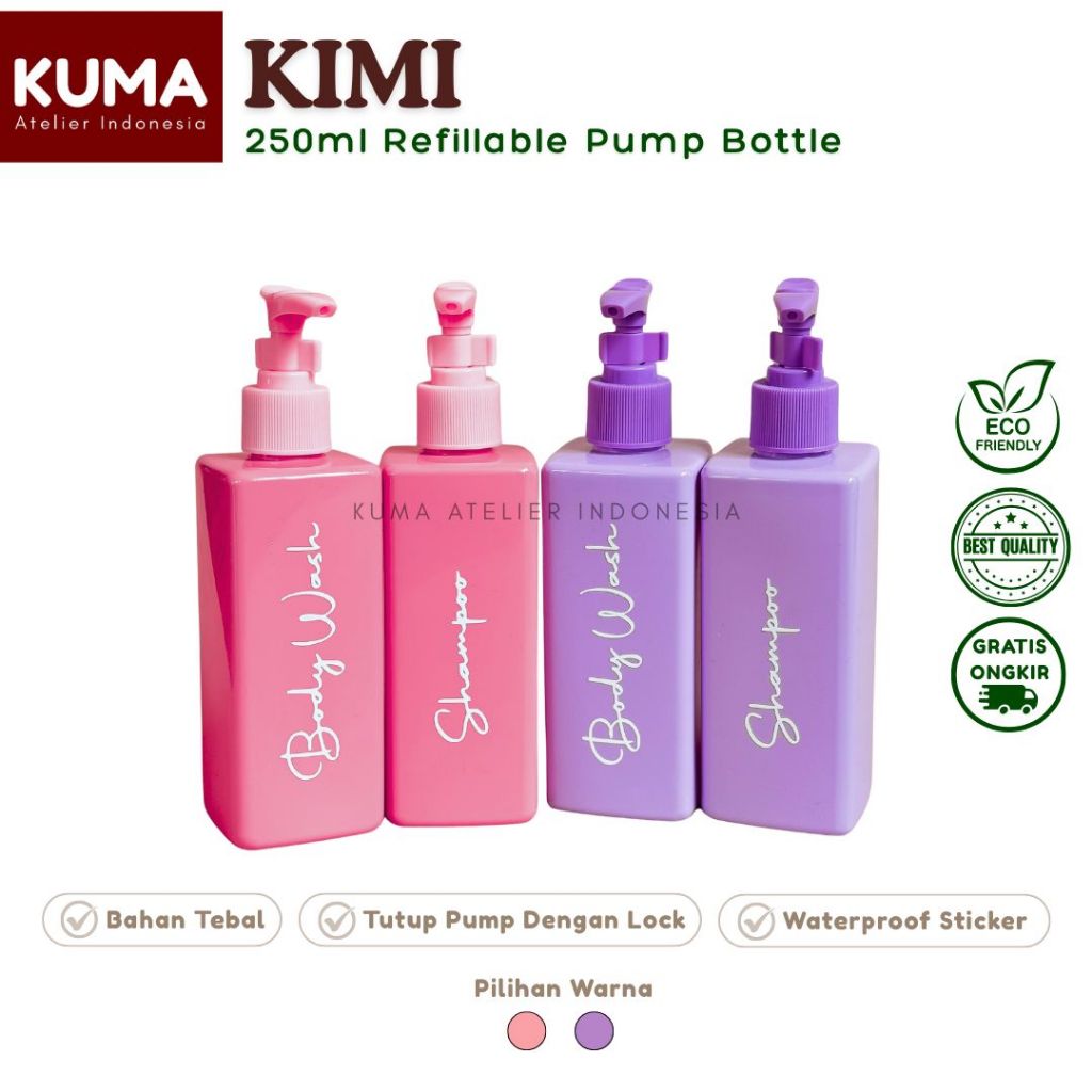 KUMA Kimi Pink Refill Soap Bottle 250ml Aesthetic Box Aesthetic Travel ...