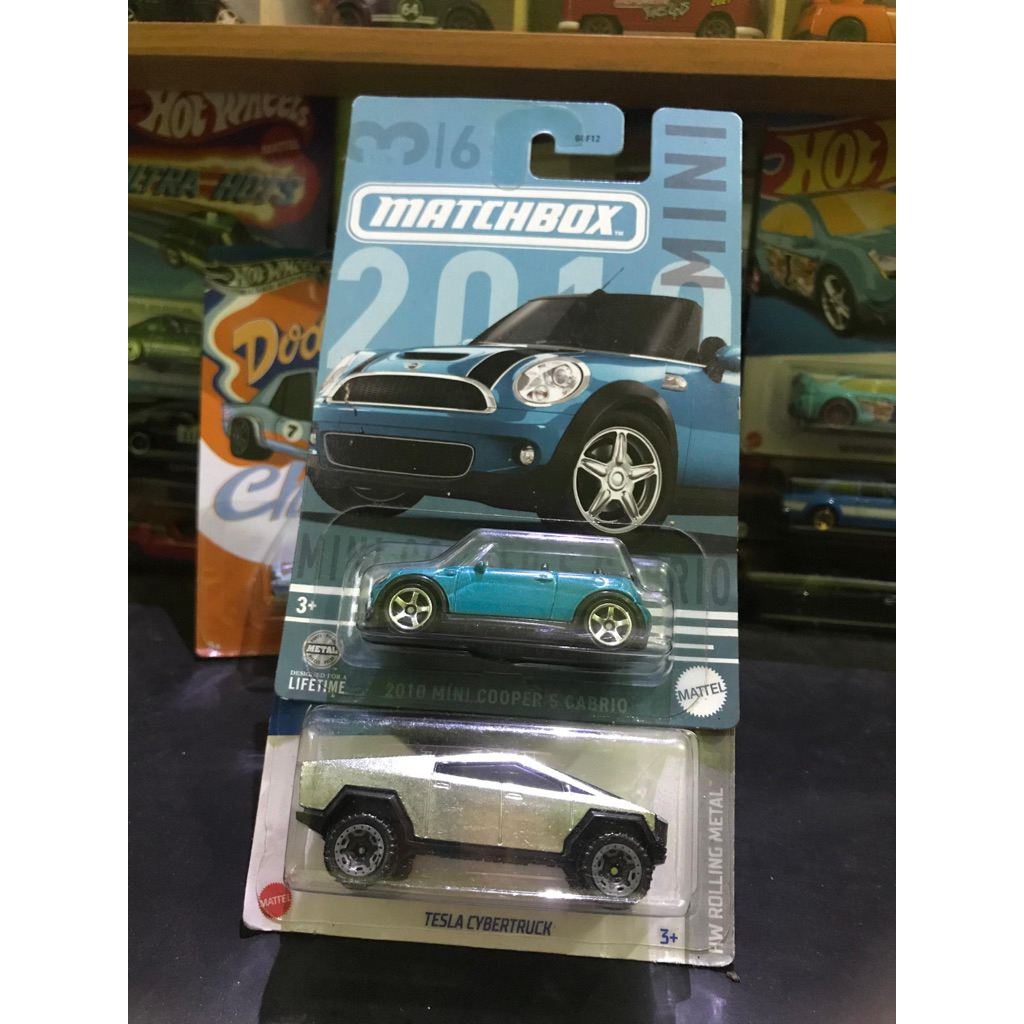 Hot Wheels Tesla Cybertruck & Matchbox 2010 Mini Cooper S Cabrio ...