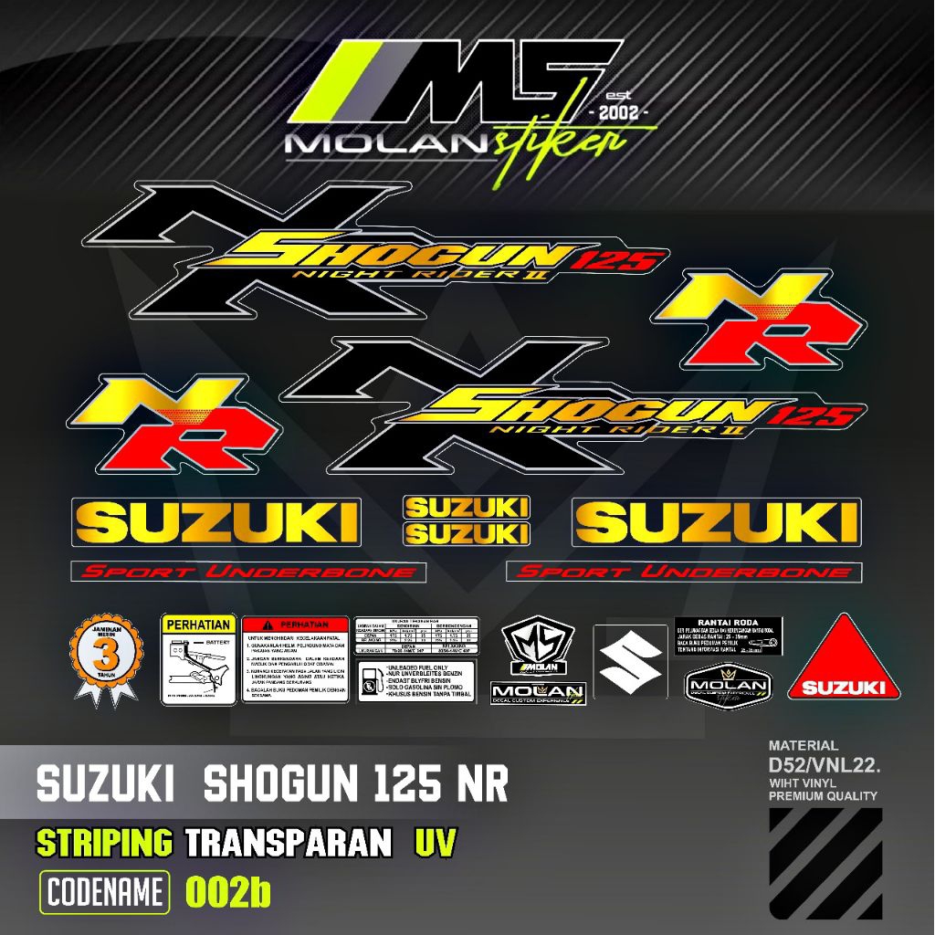 Decal Sticker Striping Transparent Uv Variation Suzuki Shogun 125 NR 2 ...