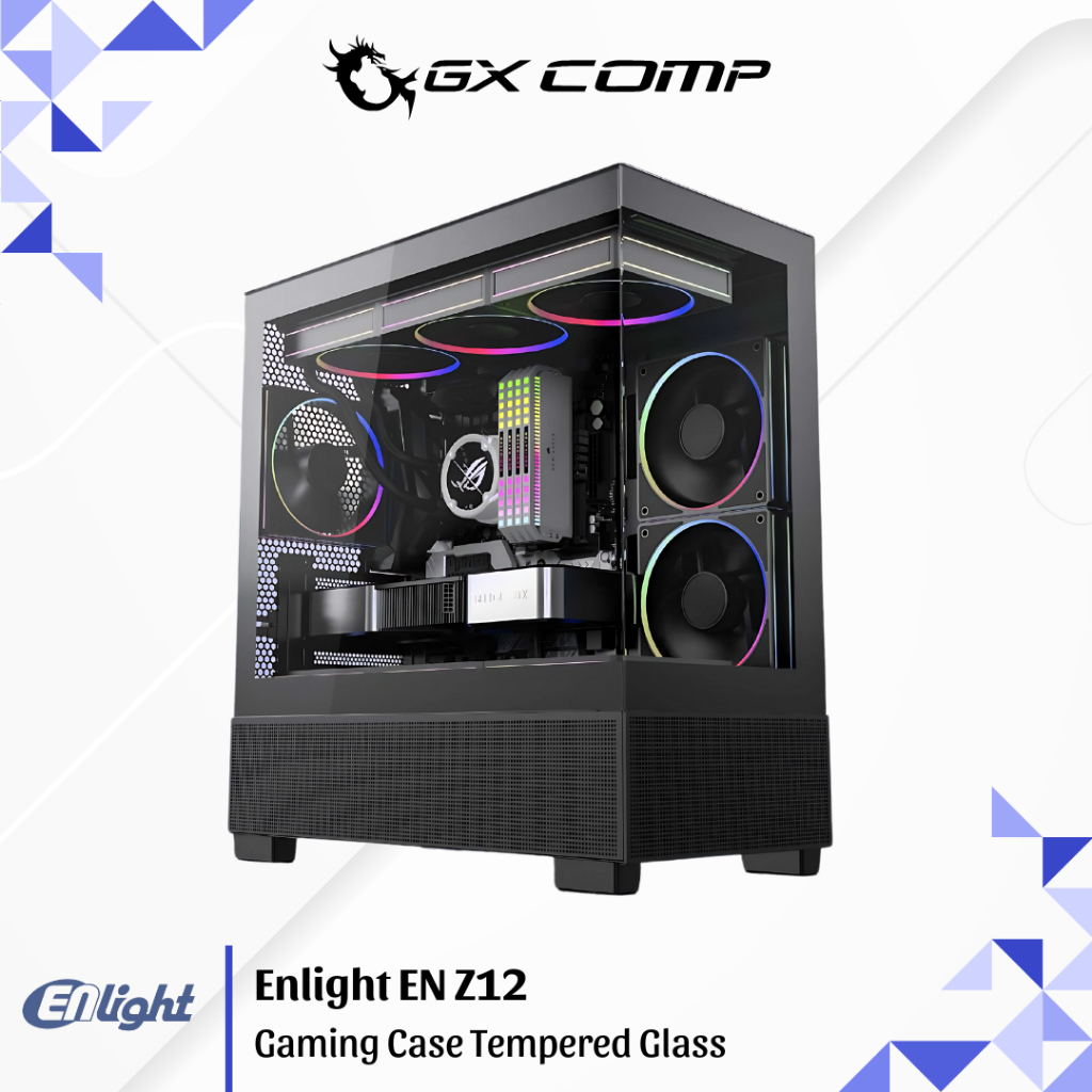 Enlight En Z12 Black Tempered Glass Incude 3 Fan RGB - M-Atx PC Casing ...