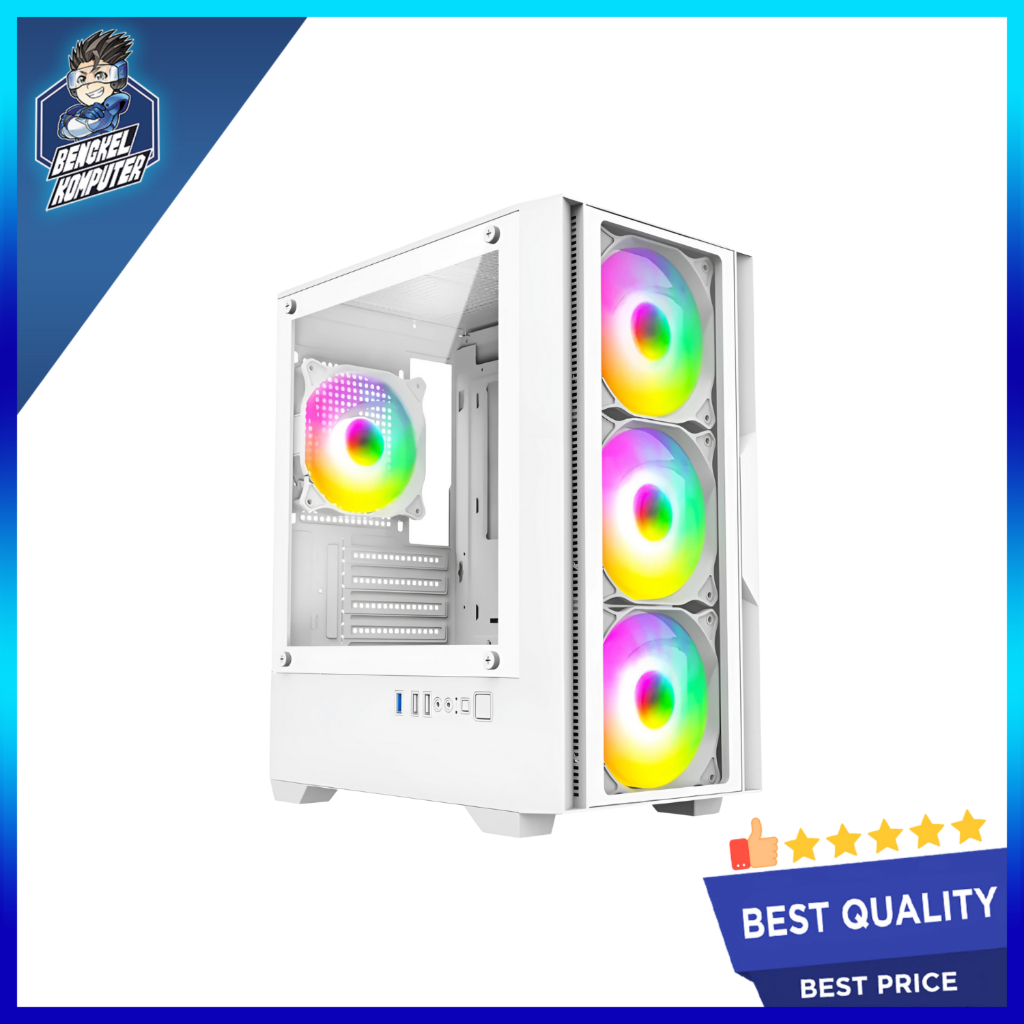 NEMESIS FC2 NEIRO WHITE INCLUDE 3 FAN RGB PC CASING | Shopee Malaysia