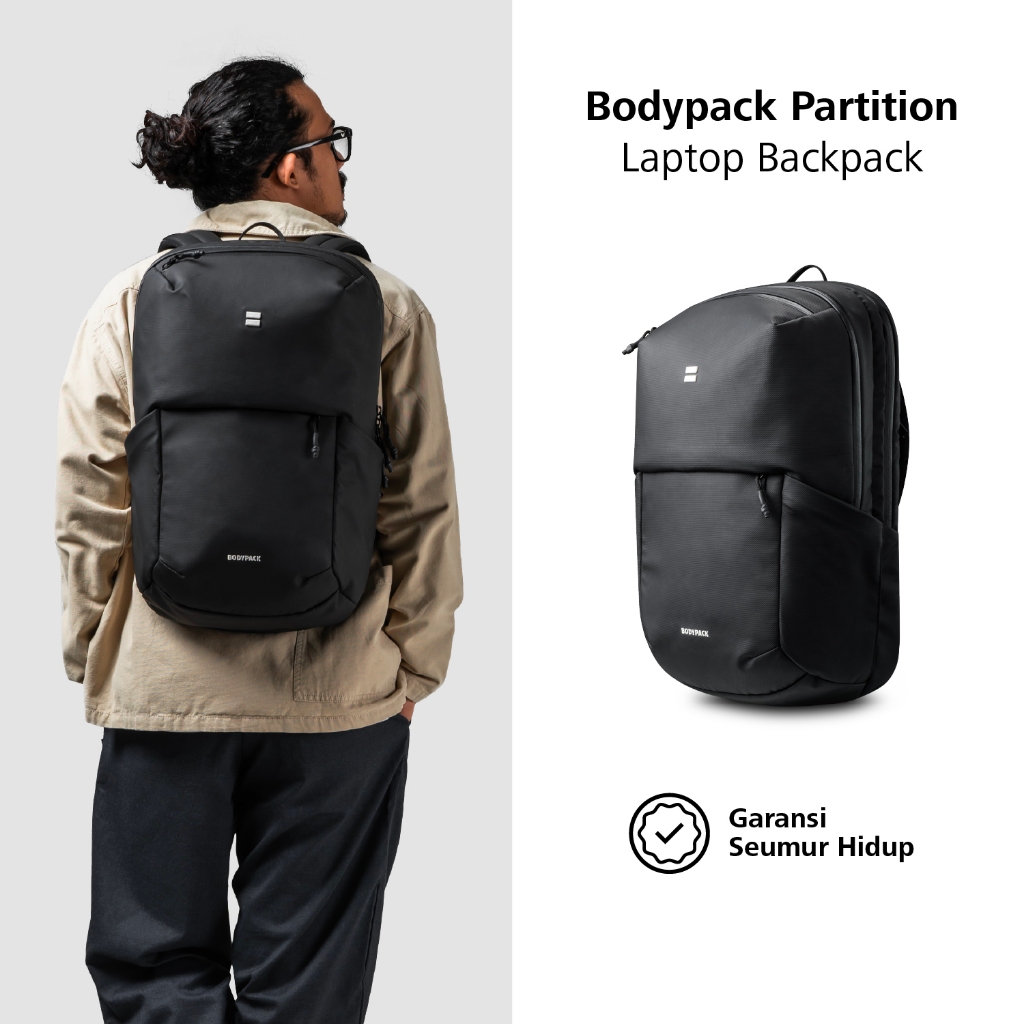 Bodypack Partition Laptop Backpack - Black | Shopee Malaysia