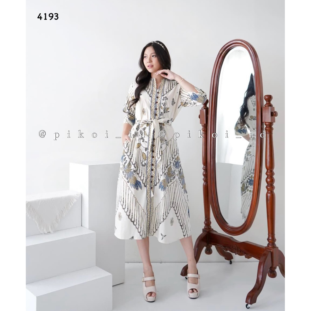 Women's long batik dress with full buttons / modern women's batik tunic ...
