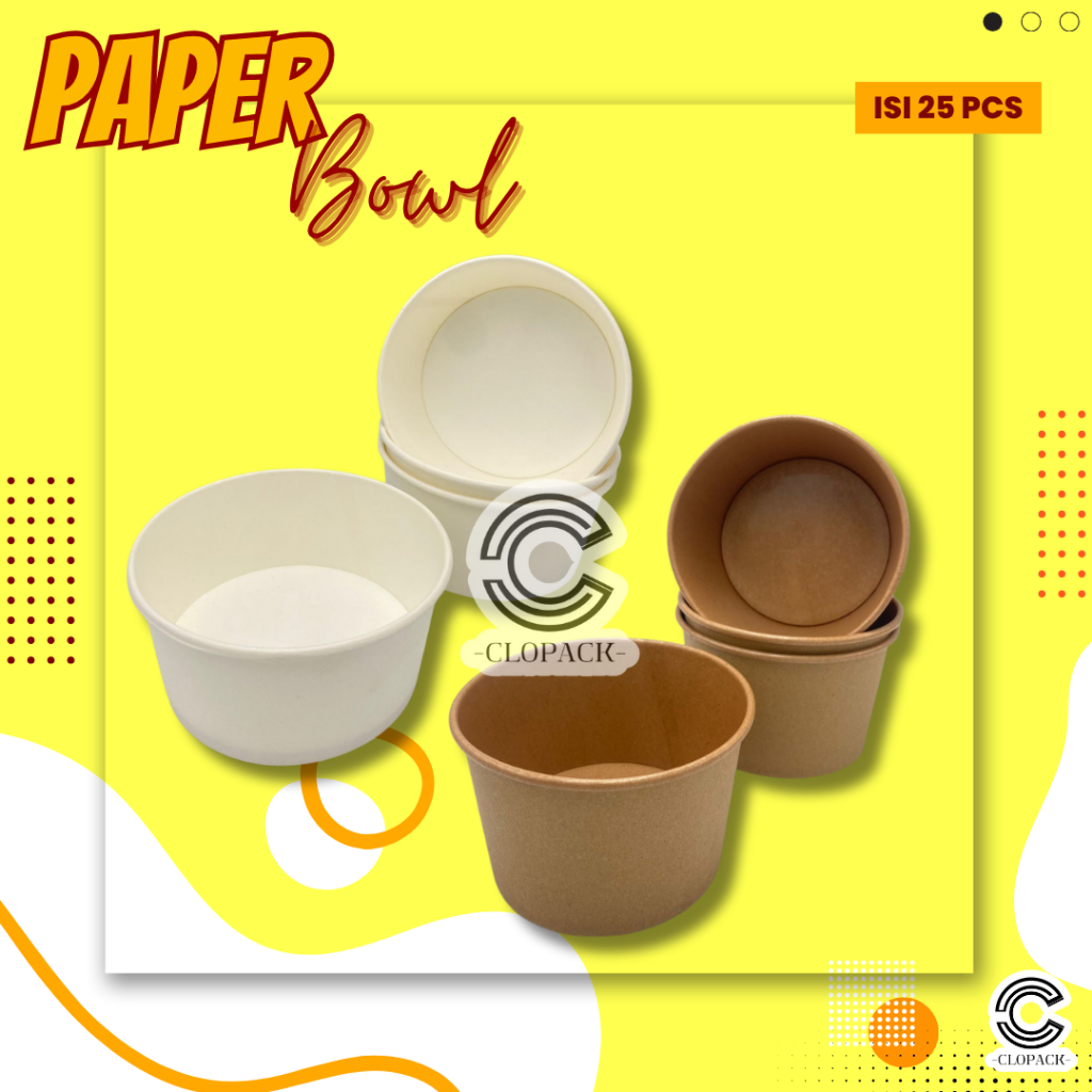 [25PCS] PAPER BOWL PAPERBOWL RICE BOWL PAPER BOWL TAKE AWAY | Shopee ...
