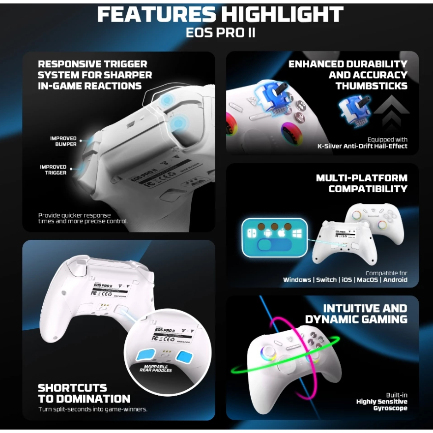 Fantech EOS PRO II S Gamepad HALL EFFECT mechanical Wireless Bluetooth ...