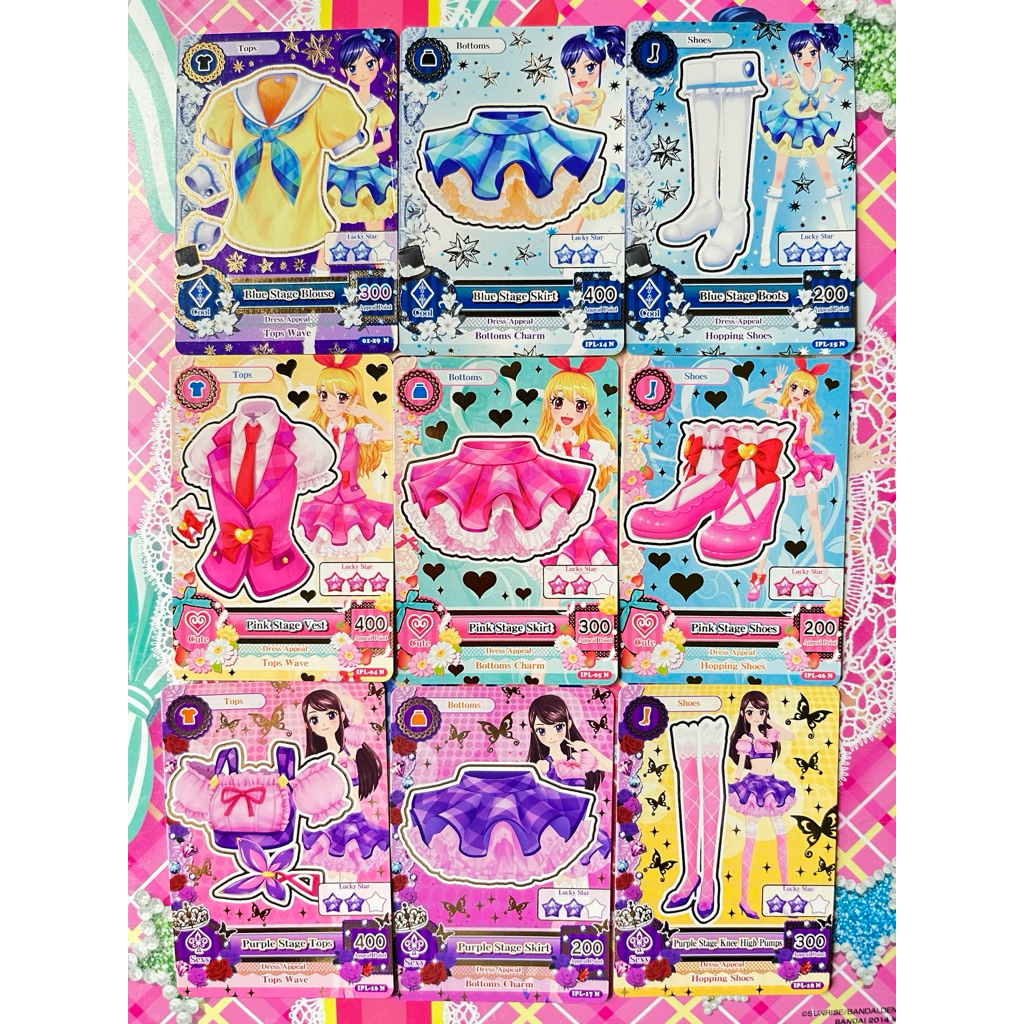 Aikatsu Card Pink Purple Blue Stage Set Beta IPL Version Set Ichigo Hoshimiya Ran Shibuki Aoi ...
