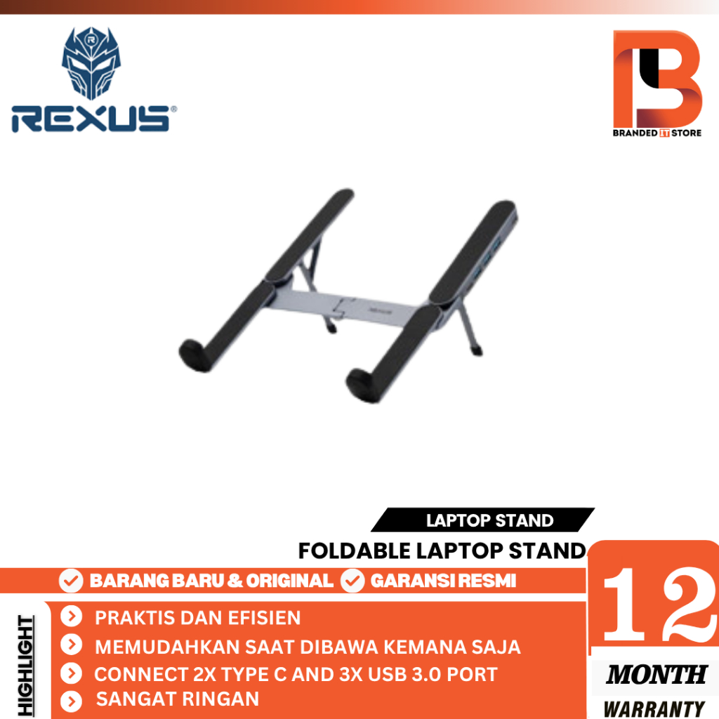 REXUS TETRA PRO FP10 FOLDABLE LAPTOP STAND TYPE C & USB 3.0 LAPTOP ...