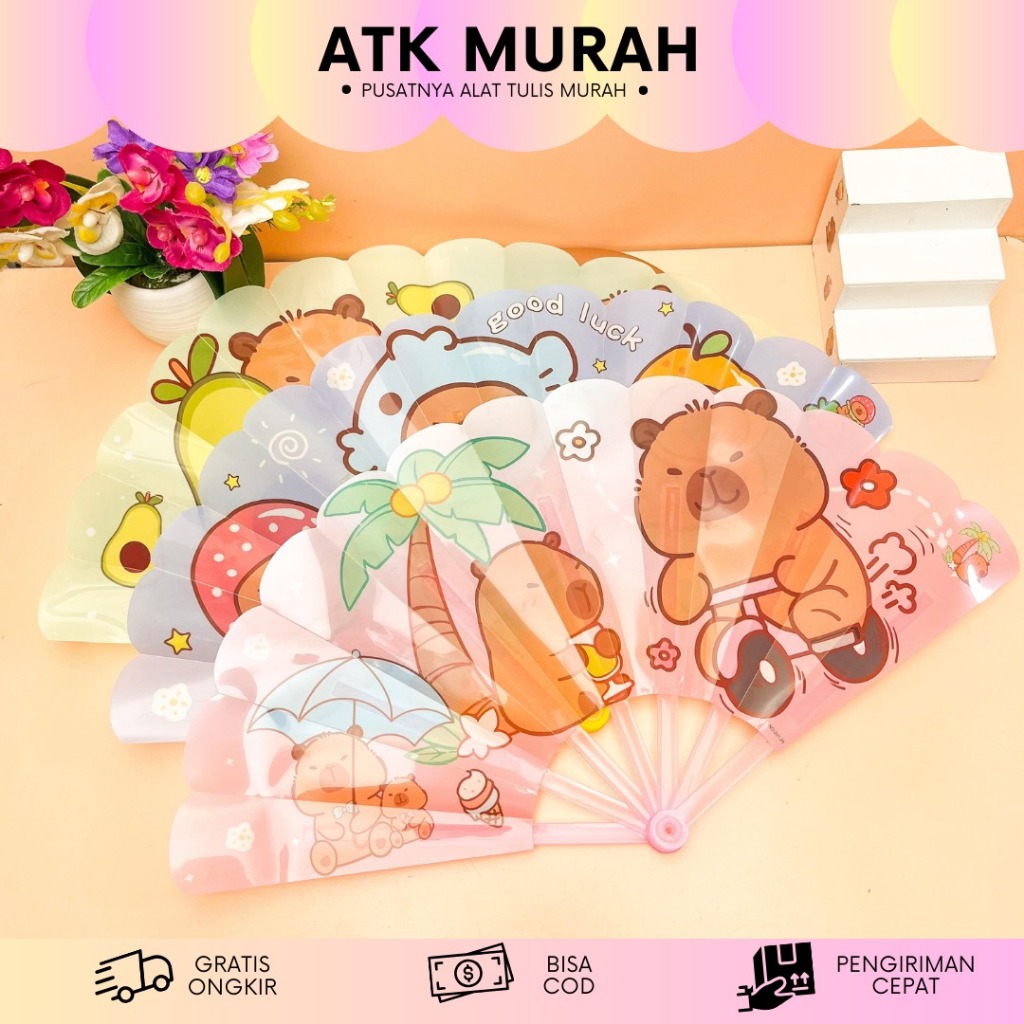 CAPYBARA PLASTIC HAND FOLDING FAN MN-1937 CUTE CUTE FAN KAPIBARA ...