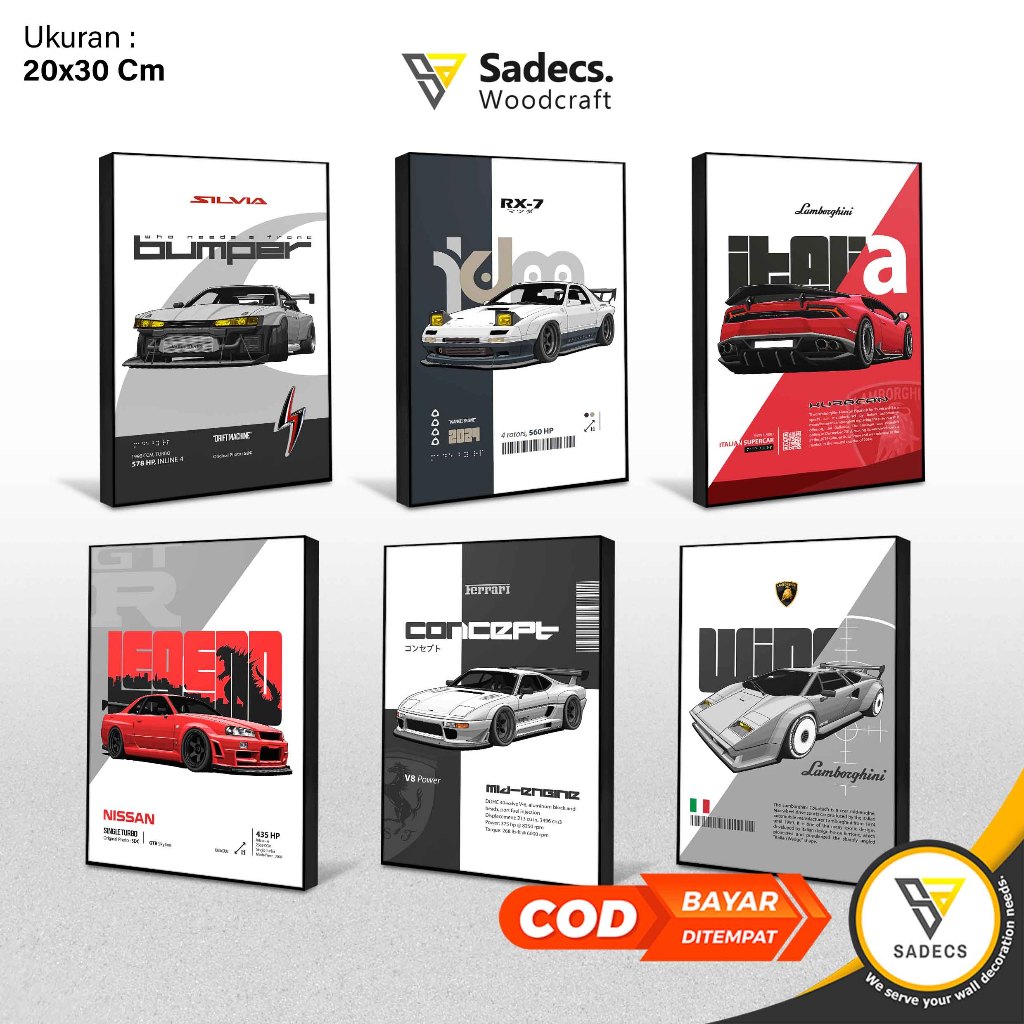 JDM EDM Sports Car Frame Poster size 20x30 Cm (Frame Block) | Shopee ...