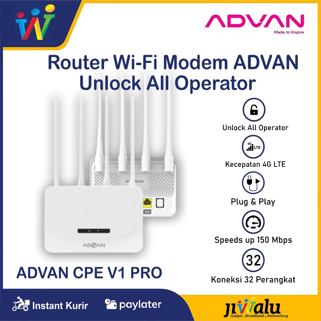 ADVAN CPE V1 Pro Modem + Wifi + Router + 4G LTE Unlock All Operators 4 ...