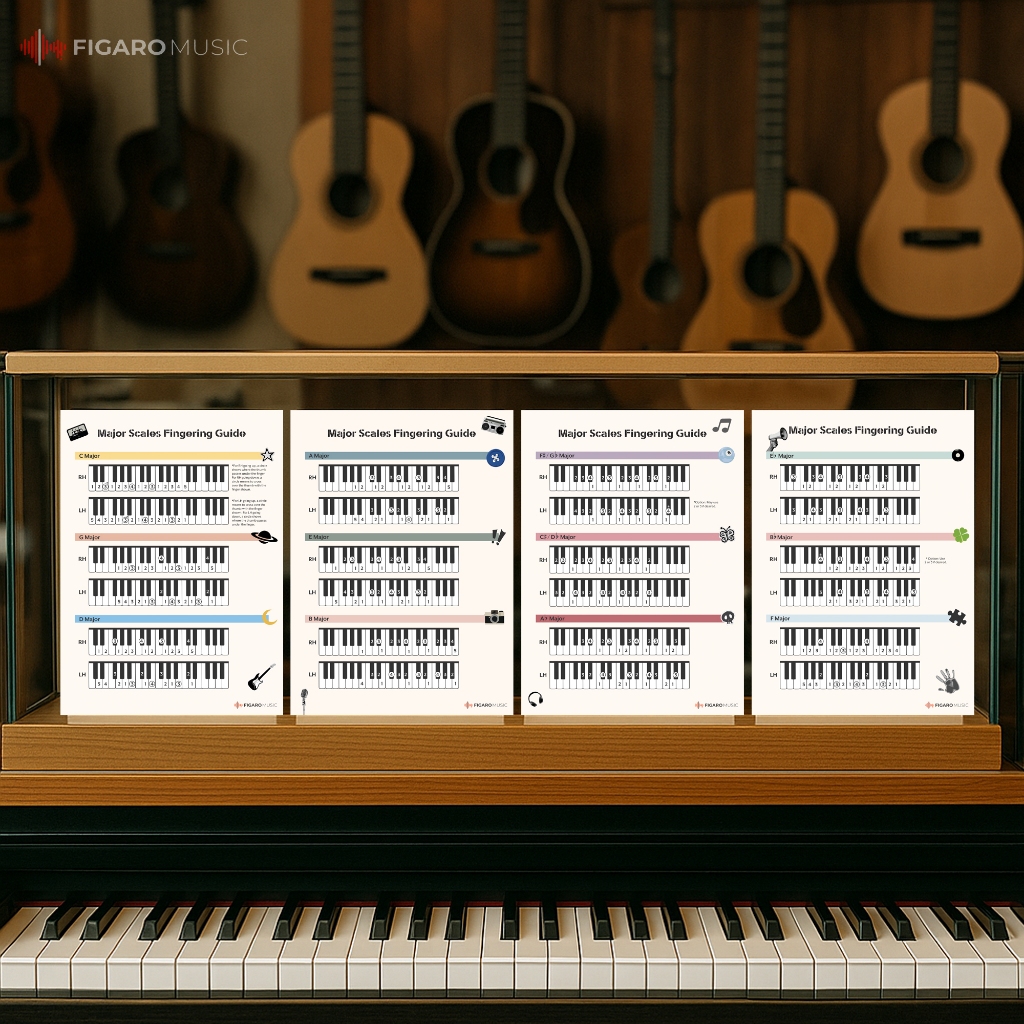 Major Scale Fingering Guide Piano Poster - Set of 4pcs | Shopee Malaysia