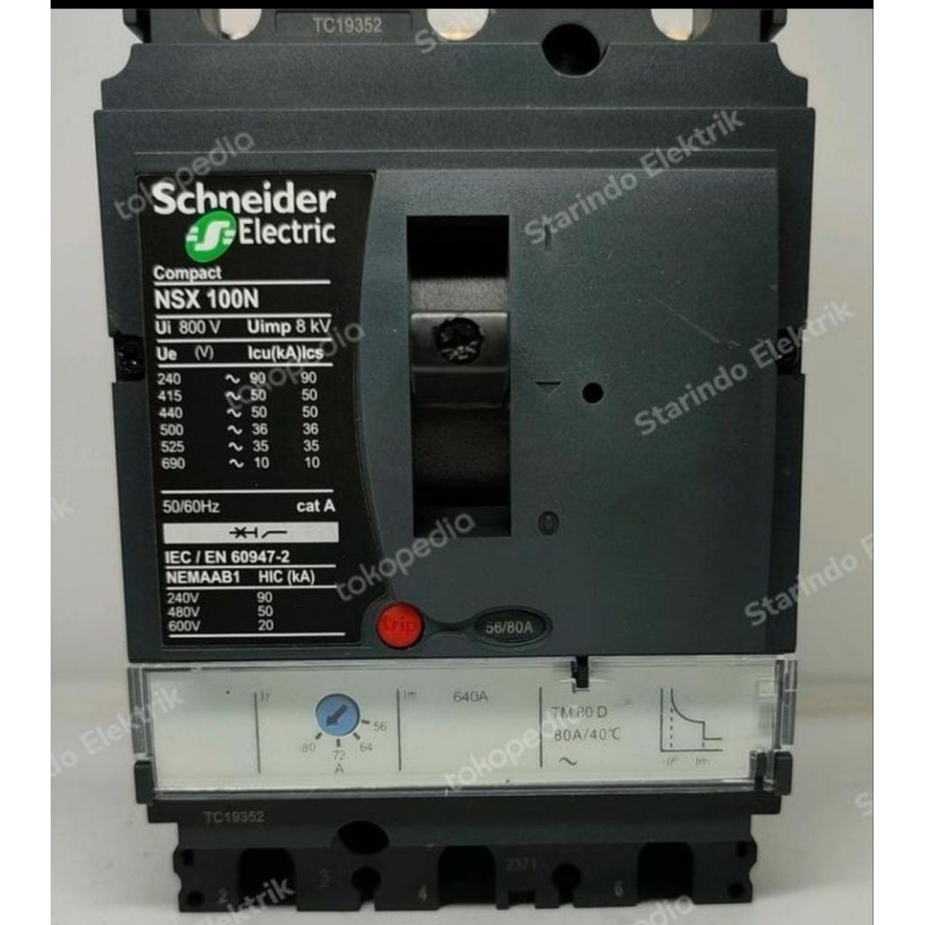 MCCB / BREAKER NSX100N 3P 80A 3phase LV 429841 50KA TM80D | Shopee Malaysia