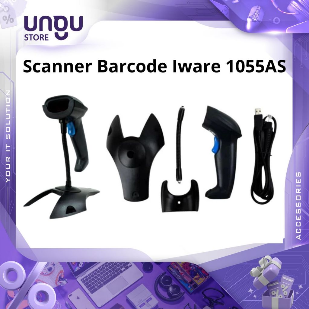 Barcode Scanner IWARE 1055AS Barcode Scan Hand Laser USB Auto Scan ...