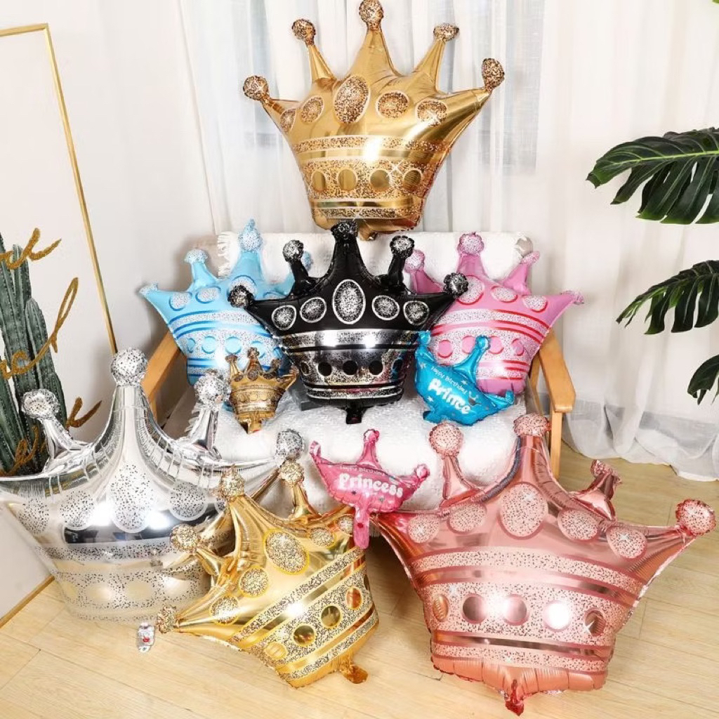 Jumbo foil balloons in the shape of a crown, gold, gold, silver ...