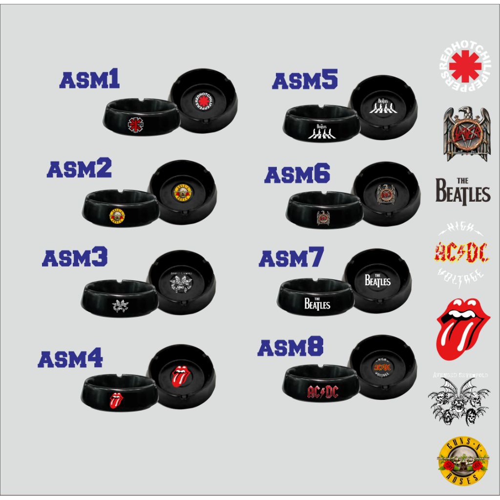 Ashtray Music Band Logo GNR RHCP Beatles etc Ashtray Black Round ...