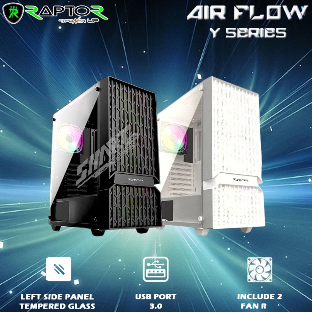 ATX RAPTOR AIR FLOW Y PC Gaming Case Free 3 Fan RGB | Shopee Malaysia
